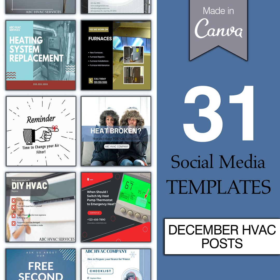 HVAC ︱december Social Media Posts ︱heating & Cooling Winter︱ Includes ...
