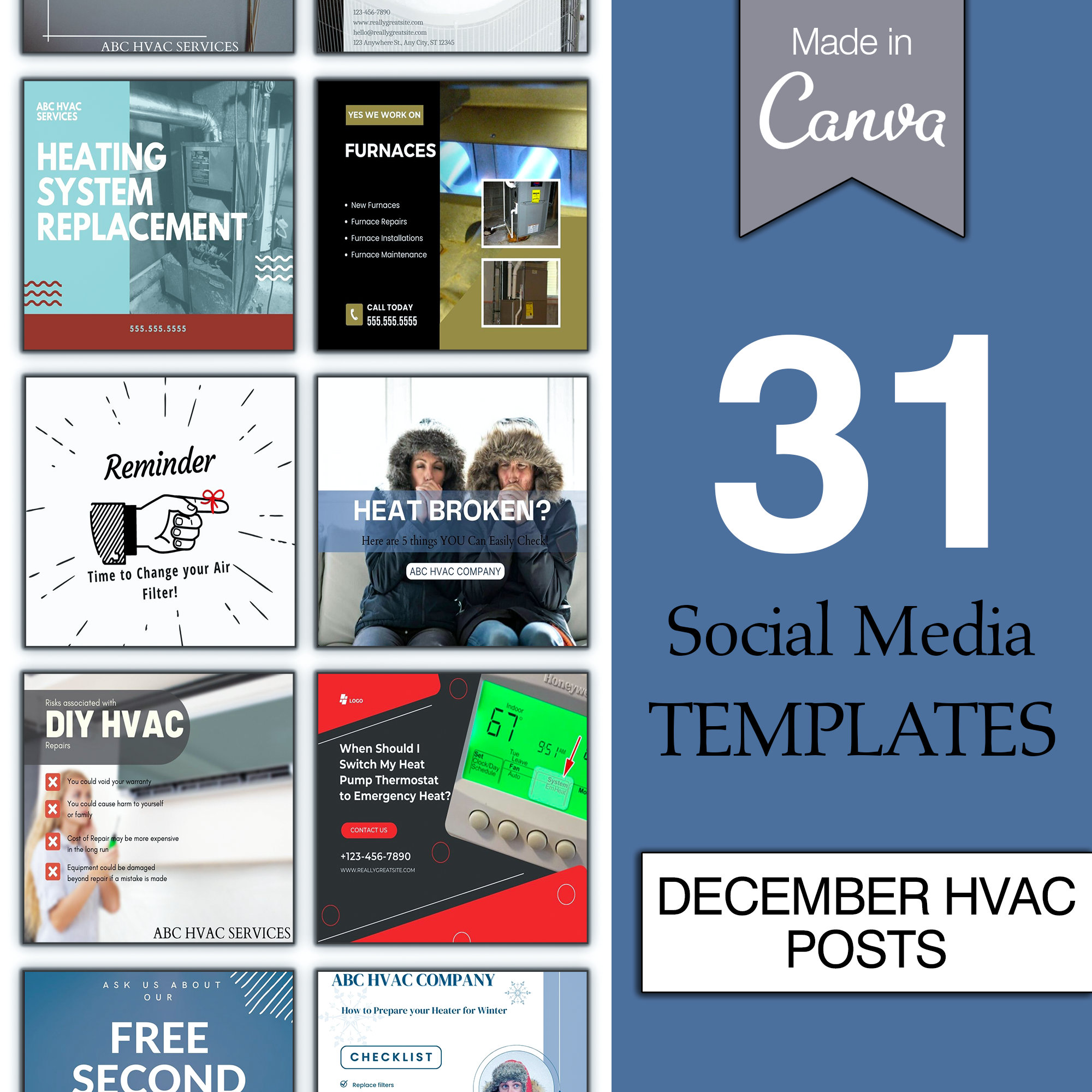 HVAC ︱december Social Media Posts ︱heating & Cooling Winter︱ Includes ...