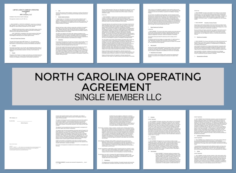North Carolina Operating Agreement ︱template ︱LLC ︱instant Download ...