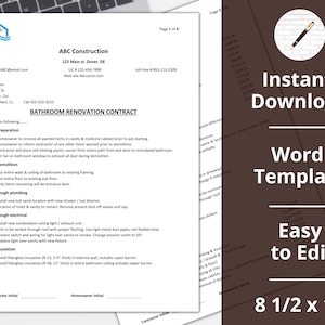 Bathroom Renovation ︱contract ︱ Proposal ︱estimate ︱template ...