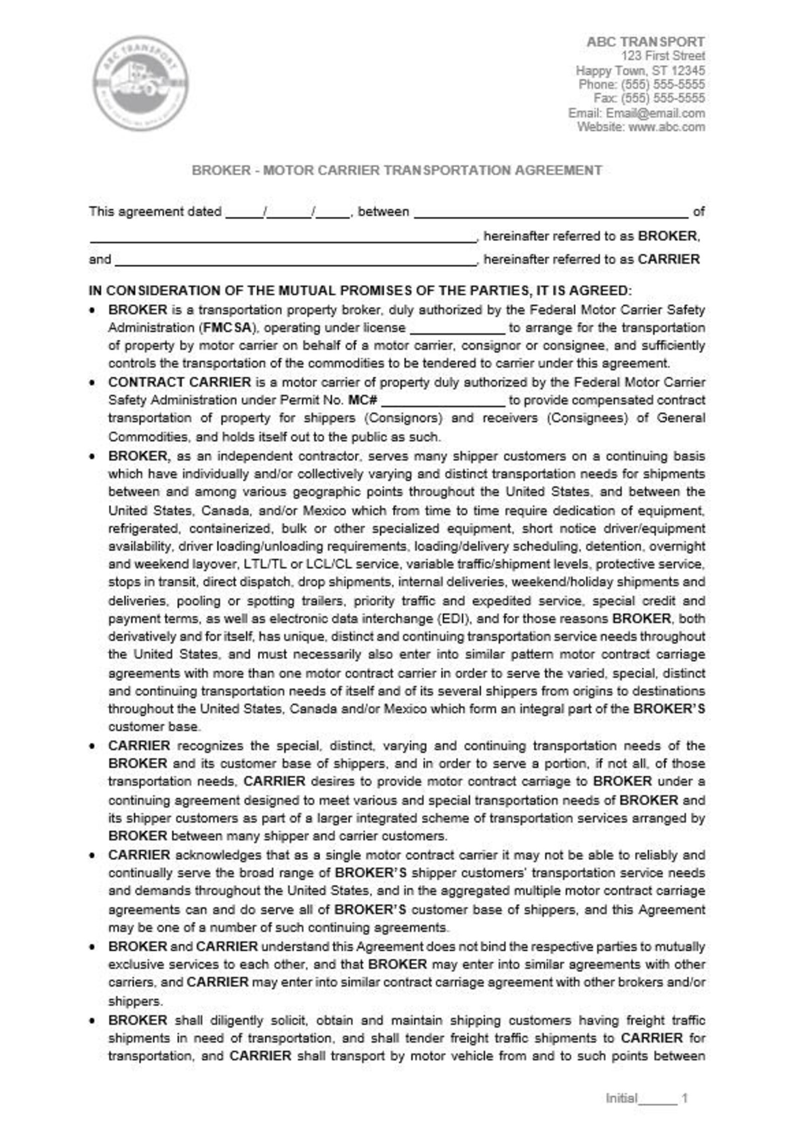 Carrier Set up Package ︱ Broker Template ︱carrier Agreement ︱ Trucking ...