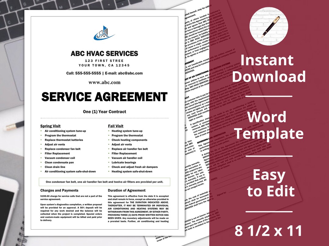 HVAC Maintenance Contract ︱preventative Maintenance ︱cleaning︱ Template ...