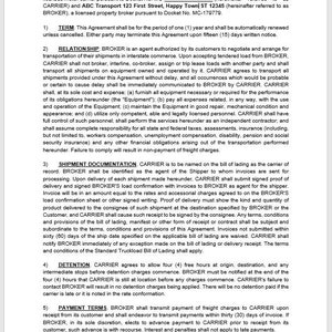New Carrier Setup Packet ︱ Broker Template ︱carrier Agreement ...