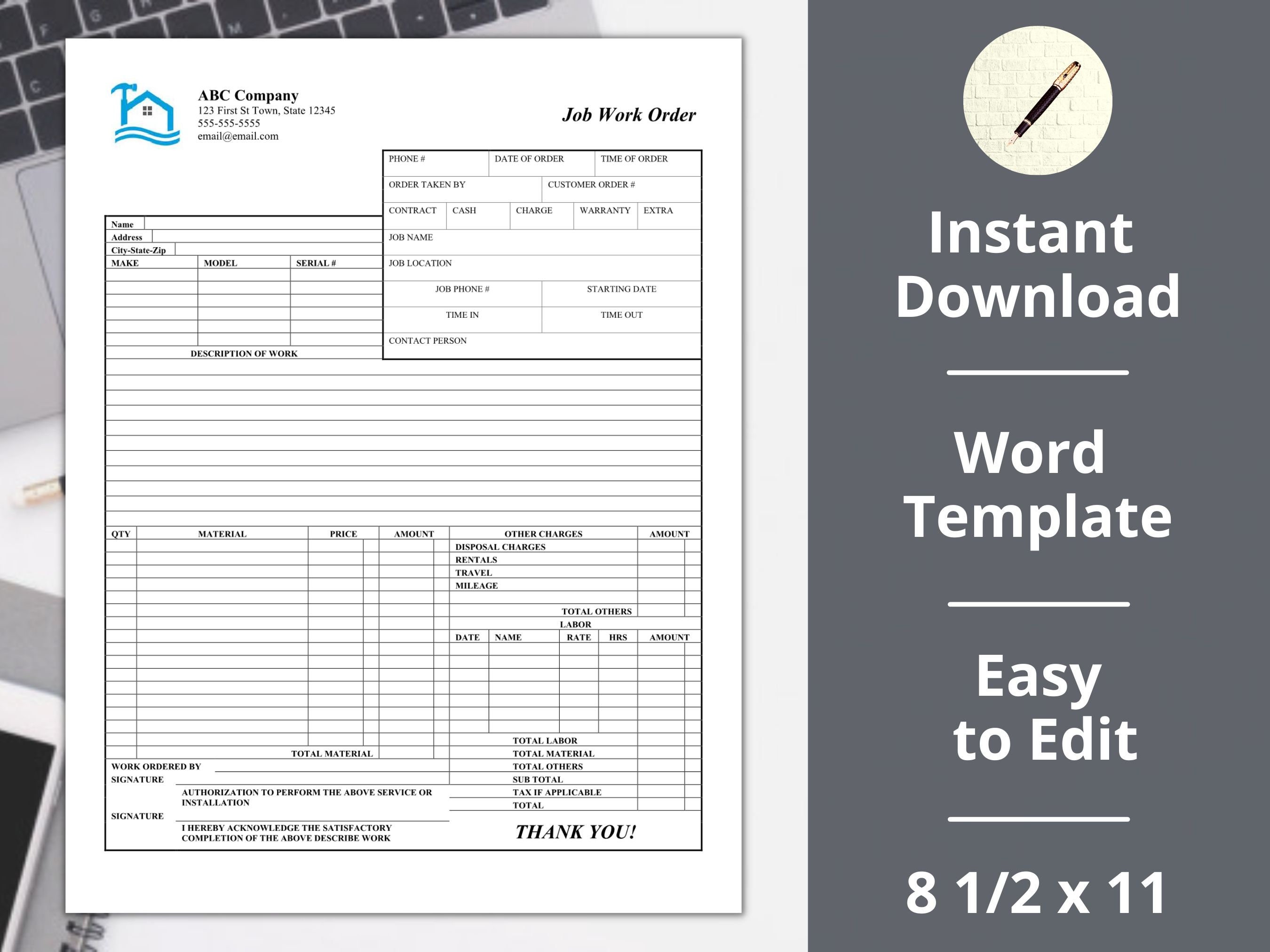 Job Work Order ︱construction Contract ︱service Agreement︱ Service ...