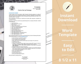 New Carrier Setup Packet ︱ Broker Template ︱carrier Agreement ...