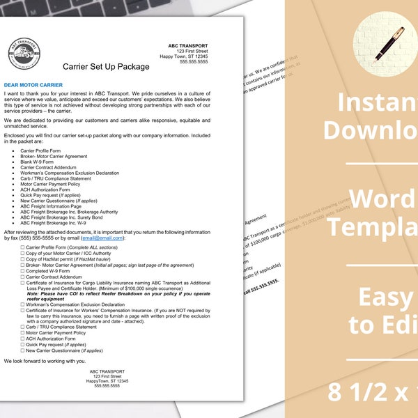 Carrier Package Template - Etsy