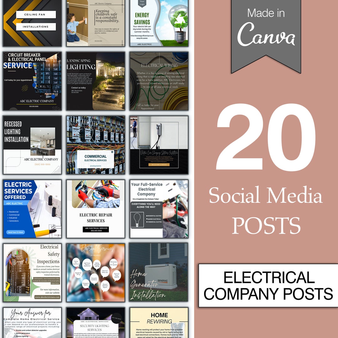 Electrician Company ︱ Social Media Templates ︱ Instant Download ︱edit ...