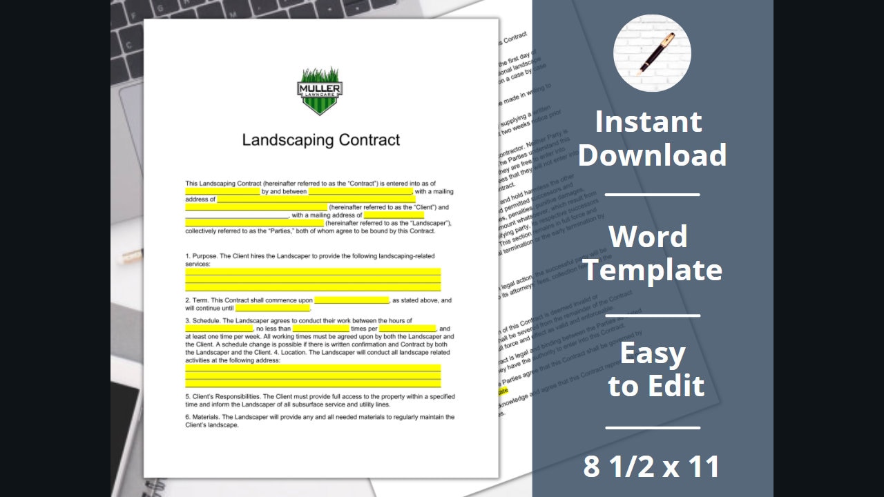 Landscaping Contract ︱ Template ︱ Sample ︱ Agreement ︱ Proposal ...