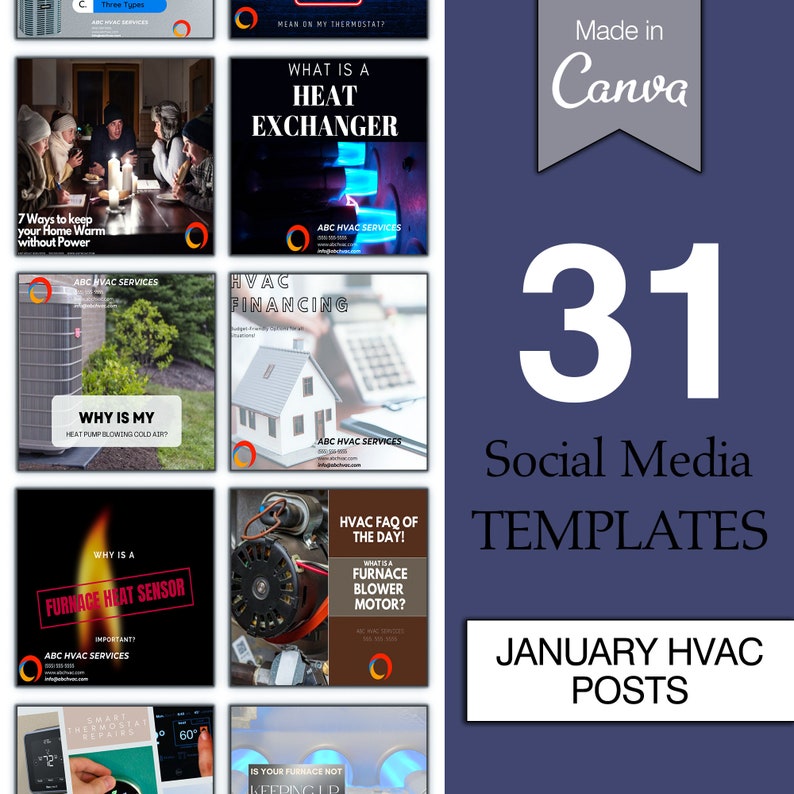 HVAC ︱january Social Media Posts ︱heating & Cooling Winter︱ Includes ...