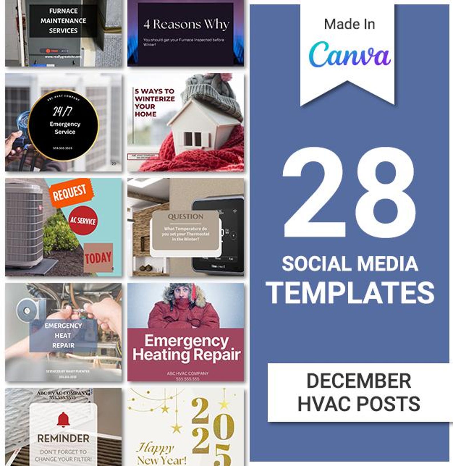 HVAC ︱december 2024 Social Media Posts ︱heating & Cooling Winter ...