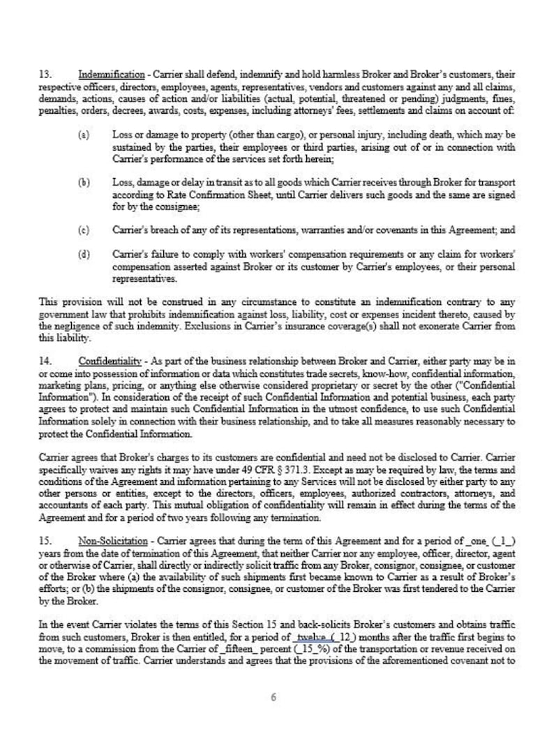 Broker-carrier Agreement ︱contract ︱instant Download ︱template ...