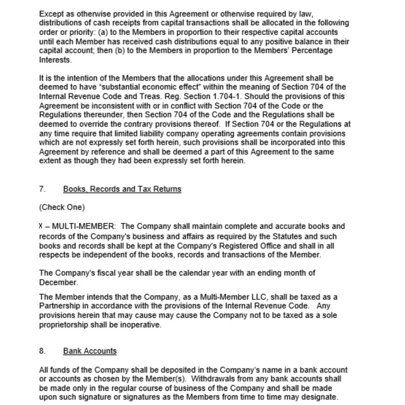 Operating Agreement ︱template ︱LLC ︱instant Download ︱multi-member ...