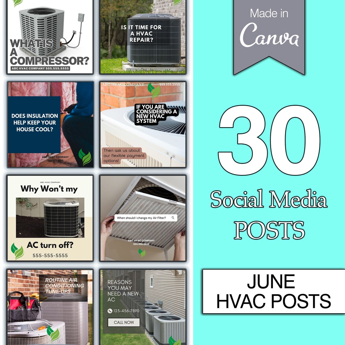 NEW! HVAC ︱june 2024 Social Media Posts ︱heating & Cooling ︱company ...