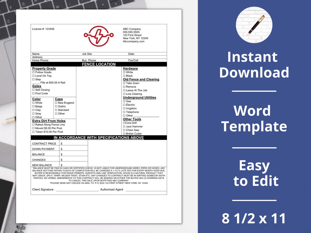Fence ︱invoice ︱fencing ︱installation ︱ Contract ︱proposal ︱agreement ...