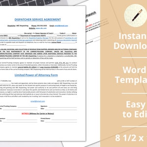 Dispatcher Service Agreement ︱contract ︱ Template ︱ Dispatch and ...