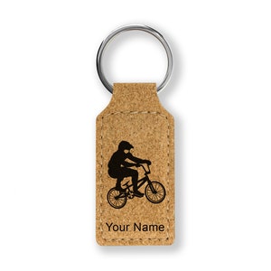 Faux Leather Rectangle Keychain, bmx Rider, Personalized Engraving ...
