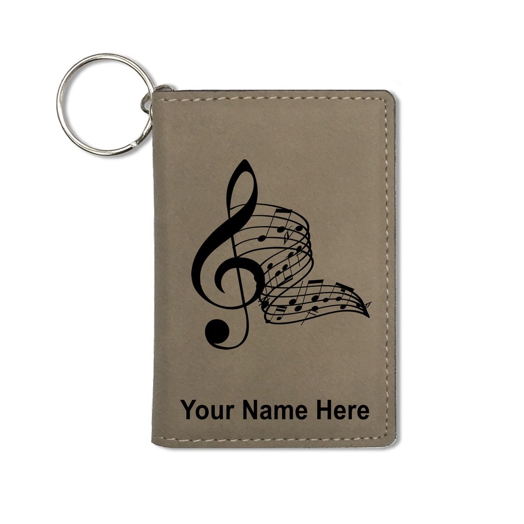 ID Holder Wallet, Musical Notes, Personalized Engraving Included - Etsy