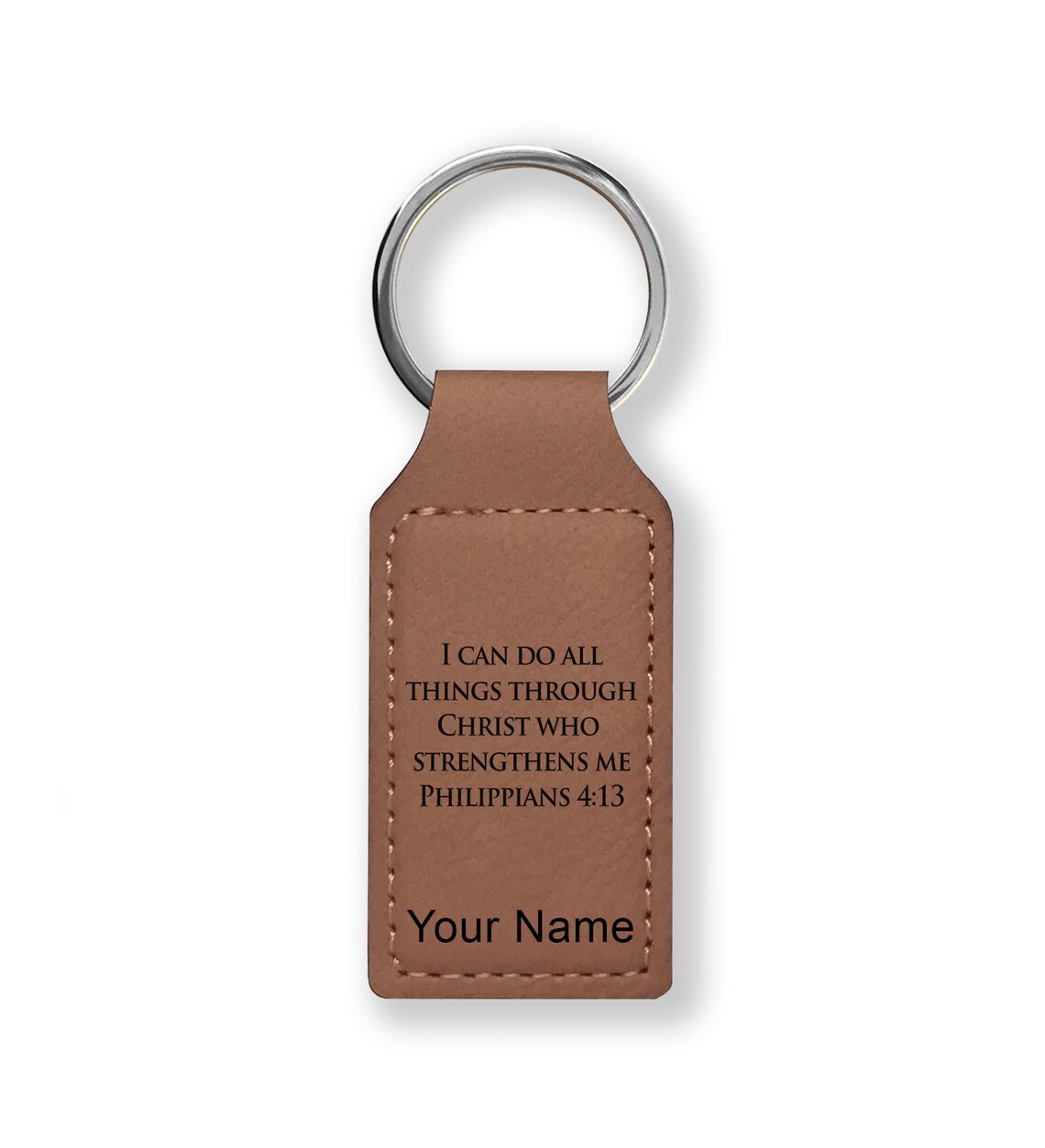 Faux Leather Rectangle Keychain, bible Verse Philippians 4-13 ...