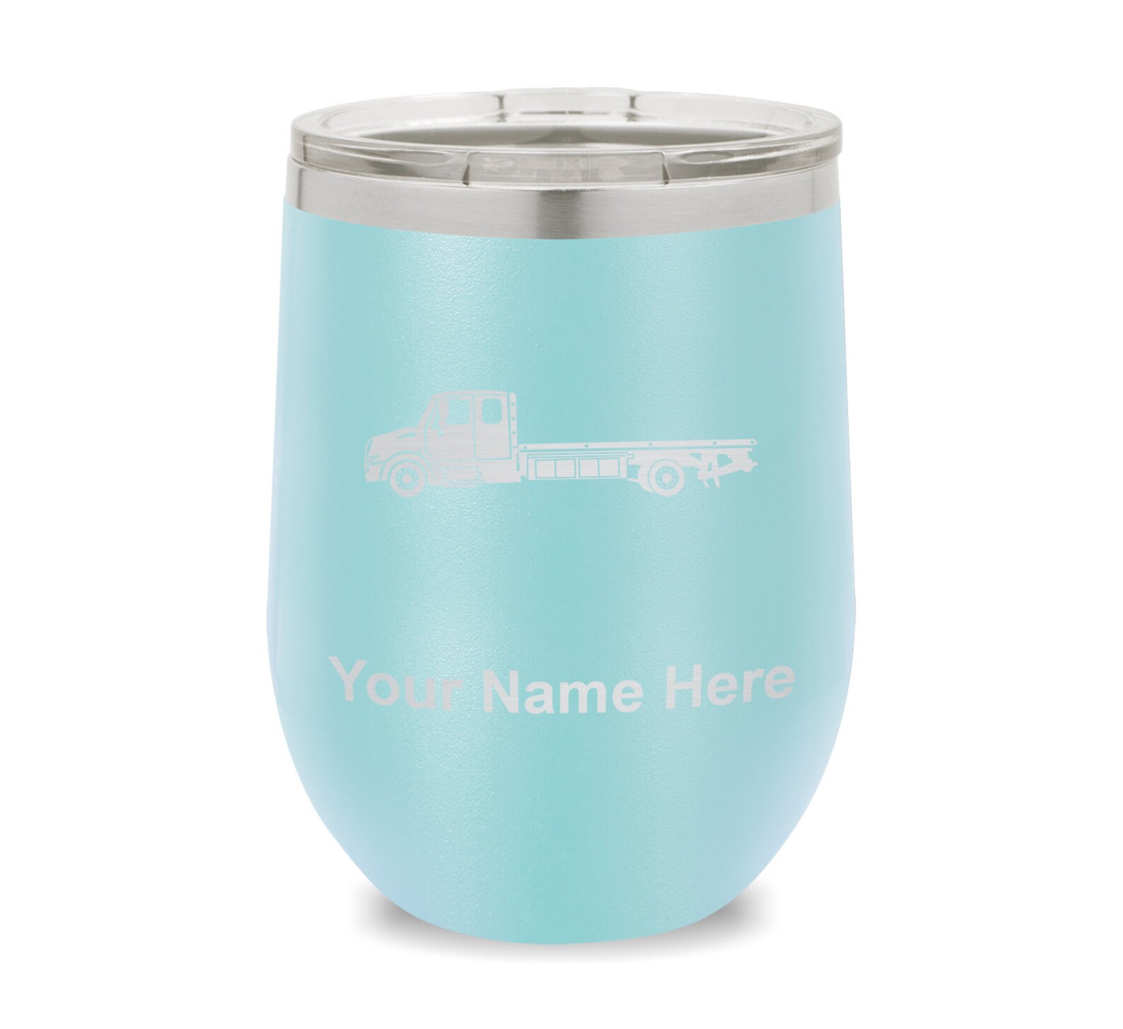 Wine Glass Tumblerflat Bed Tow Truck Personalized Engraving | Etsy