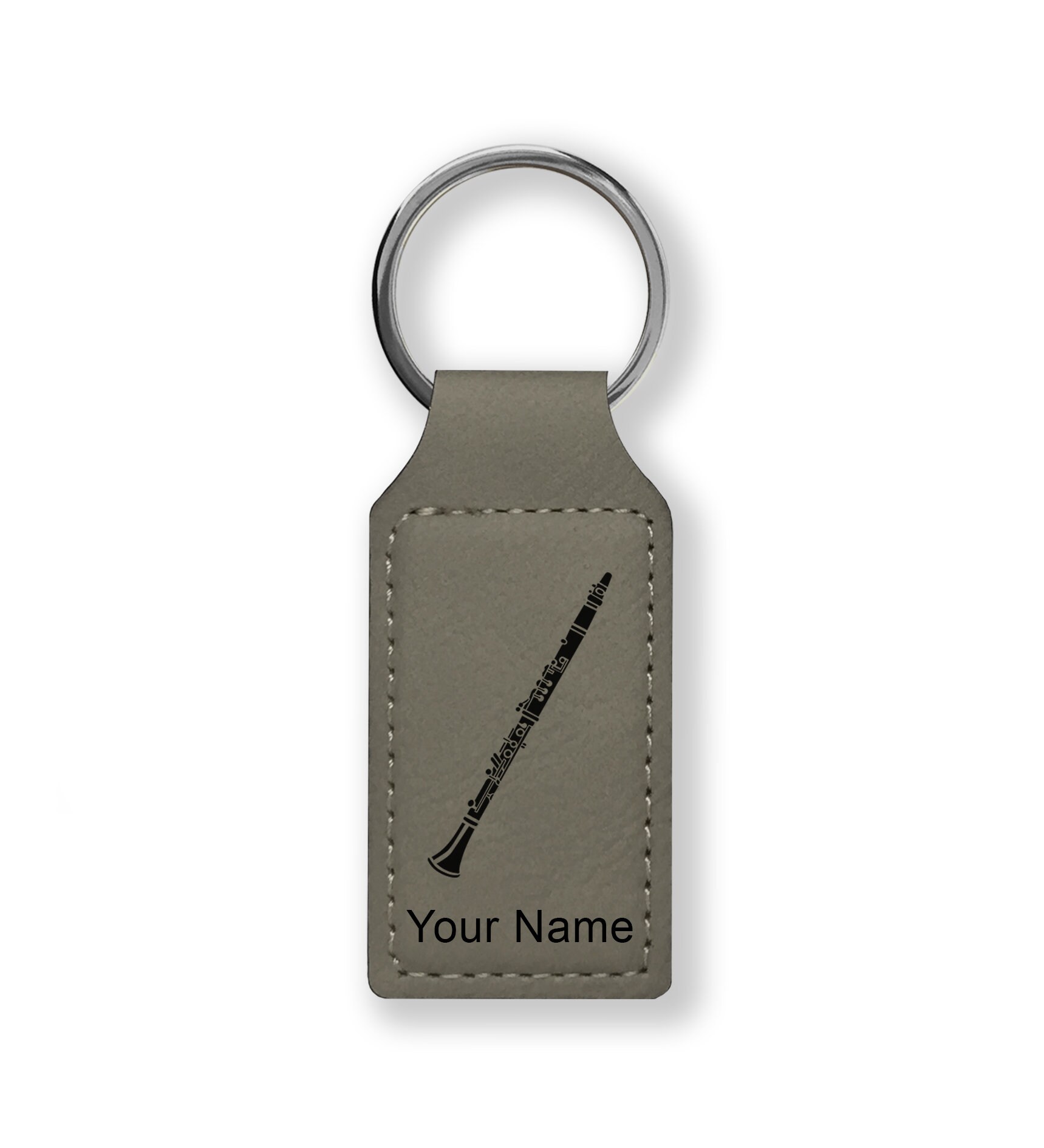 Faux Leather Rectangle KeychainClarinet Personalized | Etsy