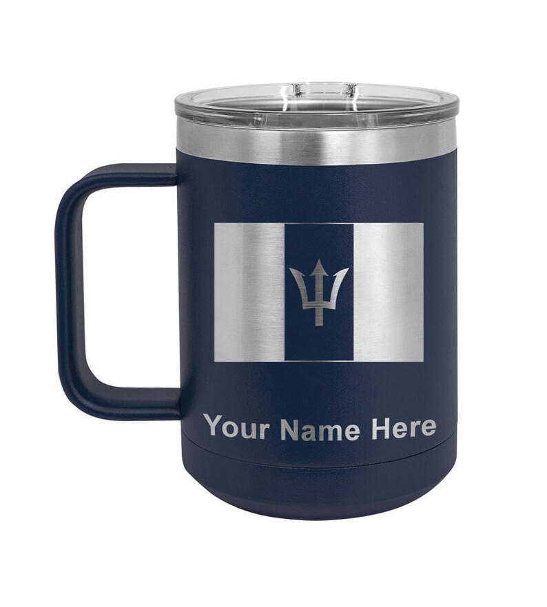 Lasergram 15oz Vacuum Insulated Coffee Mug, Flag of Barbados ...