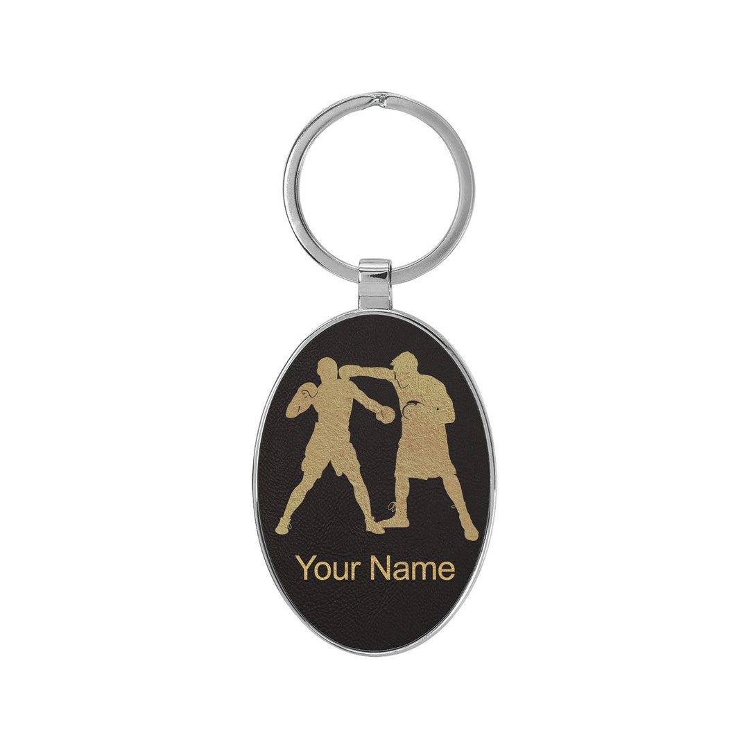 Oval Metal Frame Keychain, Boxers Boxing, Personalized Engraving ...