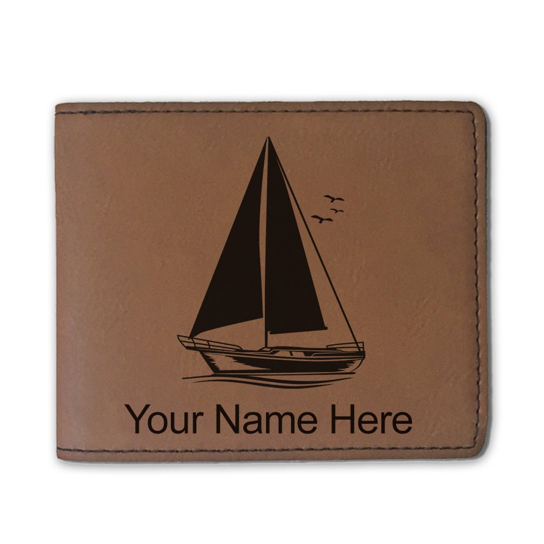 Faux Leather Bi-fold Wallet, sailboat, Personalized Engraving Included ...