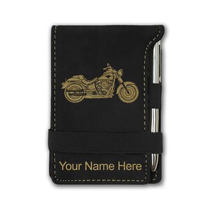 Faux Leather Mini Notepad, motorcycle, Personalized Engraving Included ...