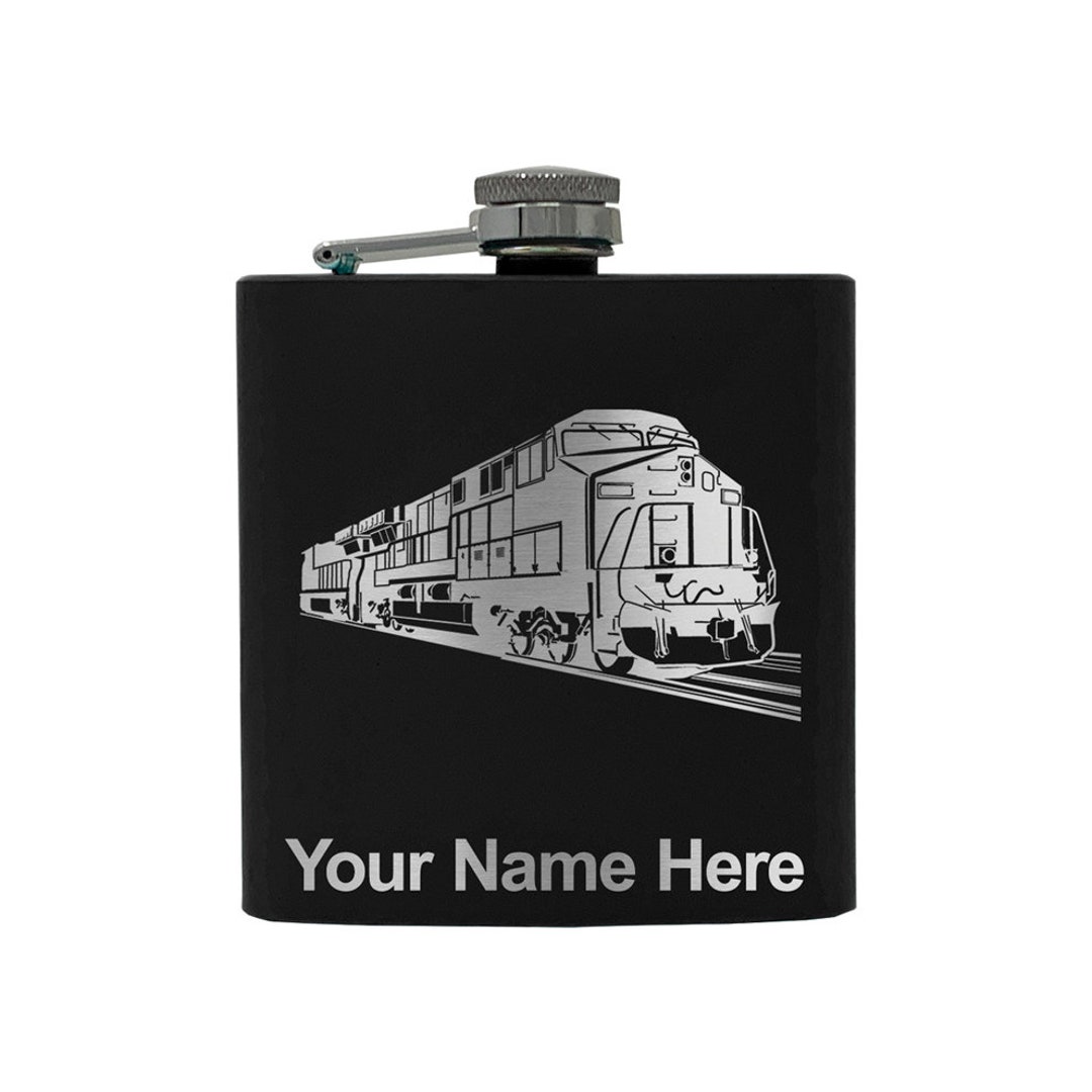 6oz Stainless Steel Flask, Freight Train, Personalized Engraving ...
