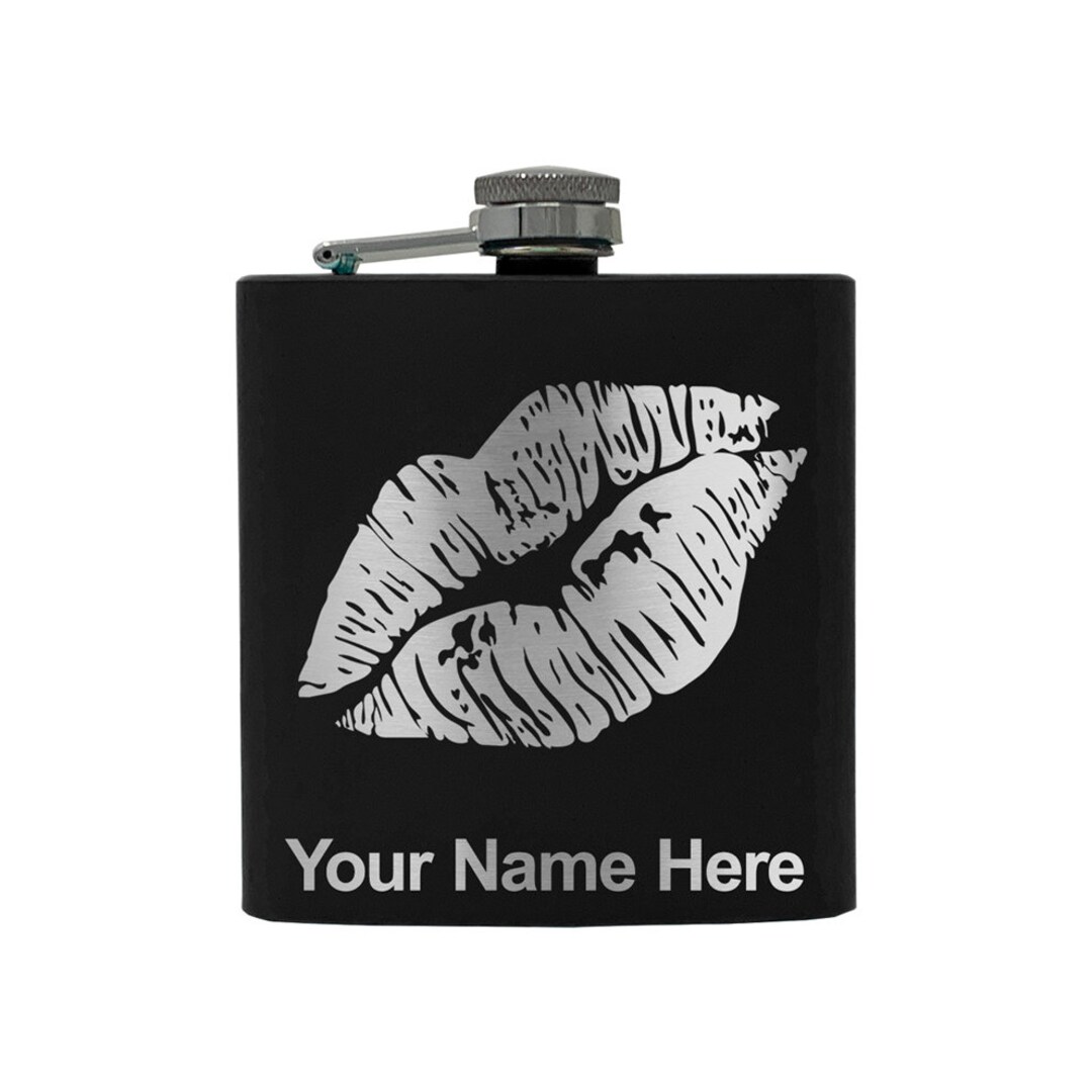 6oz Stainless Steel Flask, Lipstick Kiss, Personalized Engraving ...