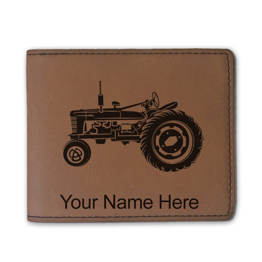 Faux Leather Bi-fold Wallet, old Farm Tractor, Personalized Engraving ...