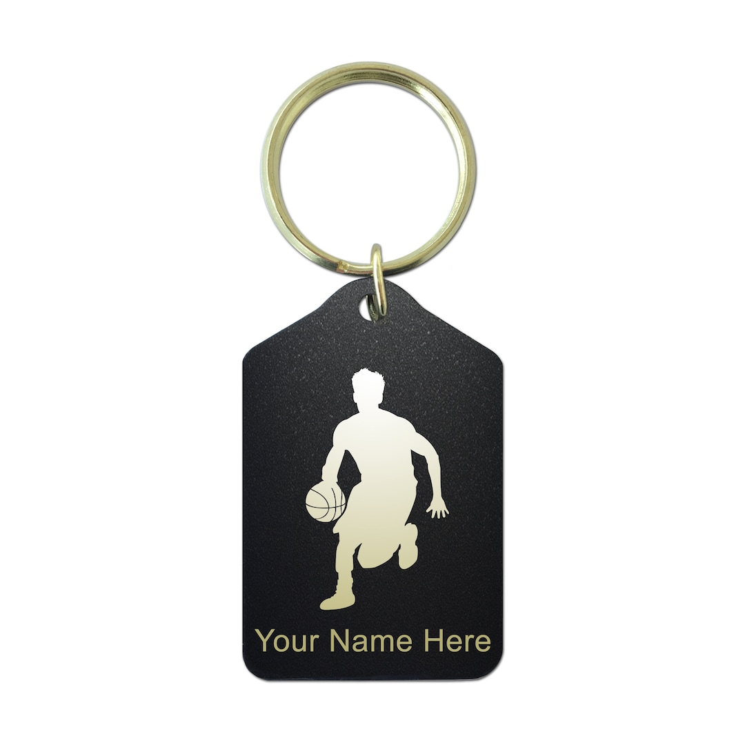 Black Metal Keychain, basketball Player Man, Personalized Engraving ...