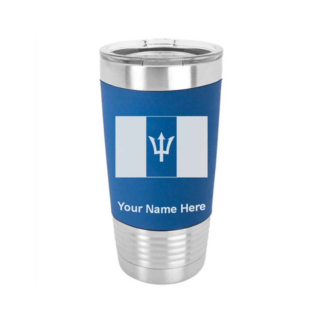 20oz Silicone Tumbler Mug, Flag of Barbados, Personalized Engraving ...