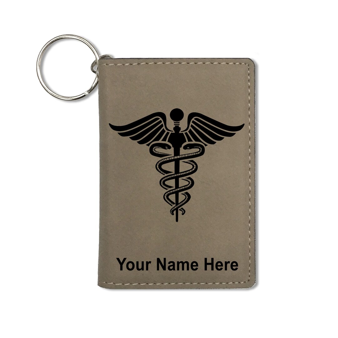 ID Holder Wallet, Caduceus Medical Symbol, Personalized Engraving ...