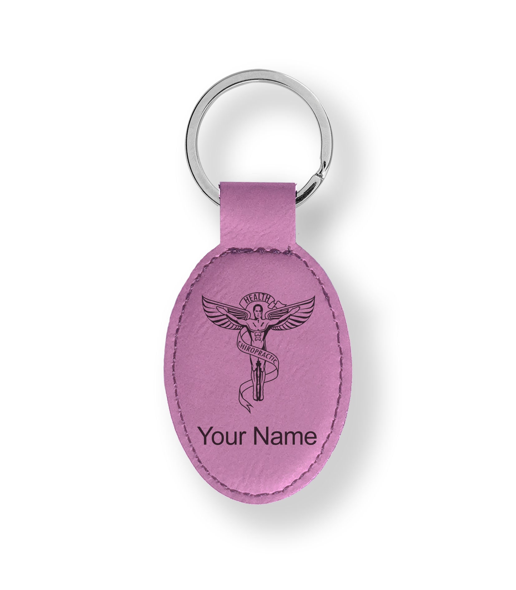 Faux Leather Oval KeychainChiropractic Symbol Personalized | Etsy