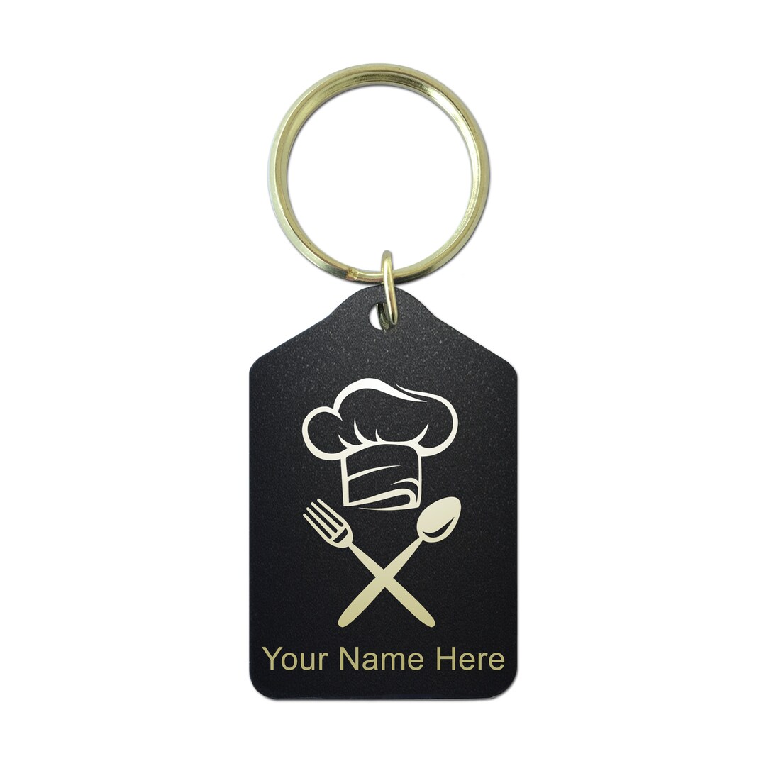 Black Metal Keychain, chef Hat, Personalized Engraving Included - Etsy