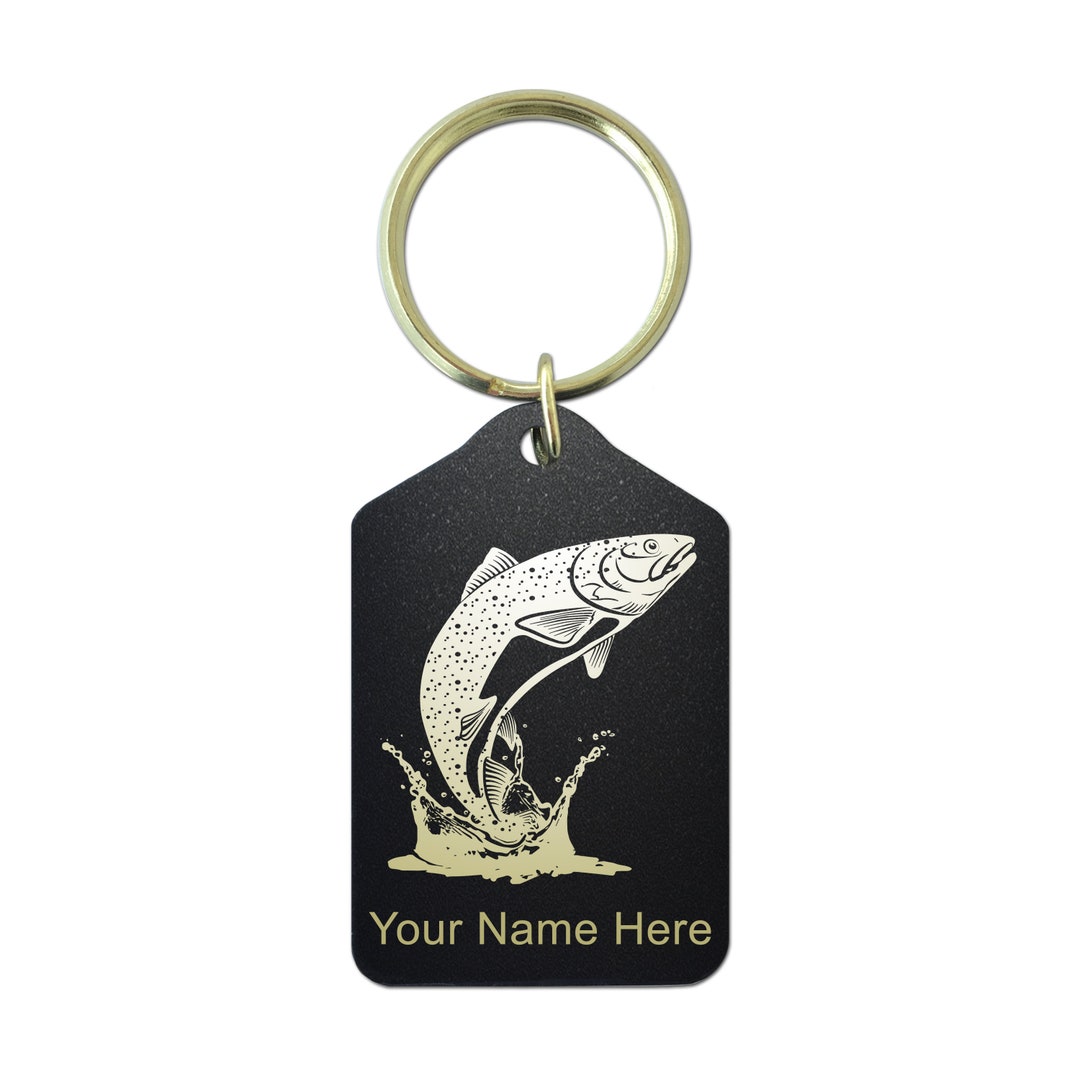 Black Metal Keychain, trout Fish, Personalized Engraving Included - Etsy