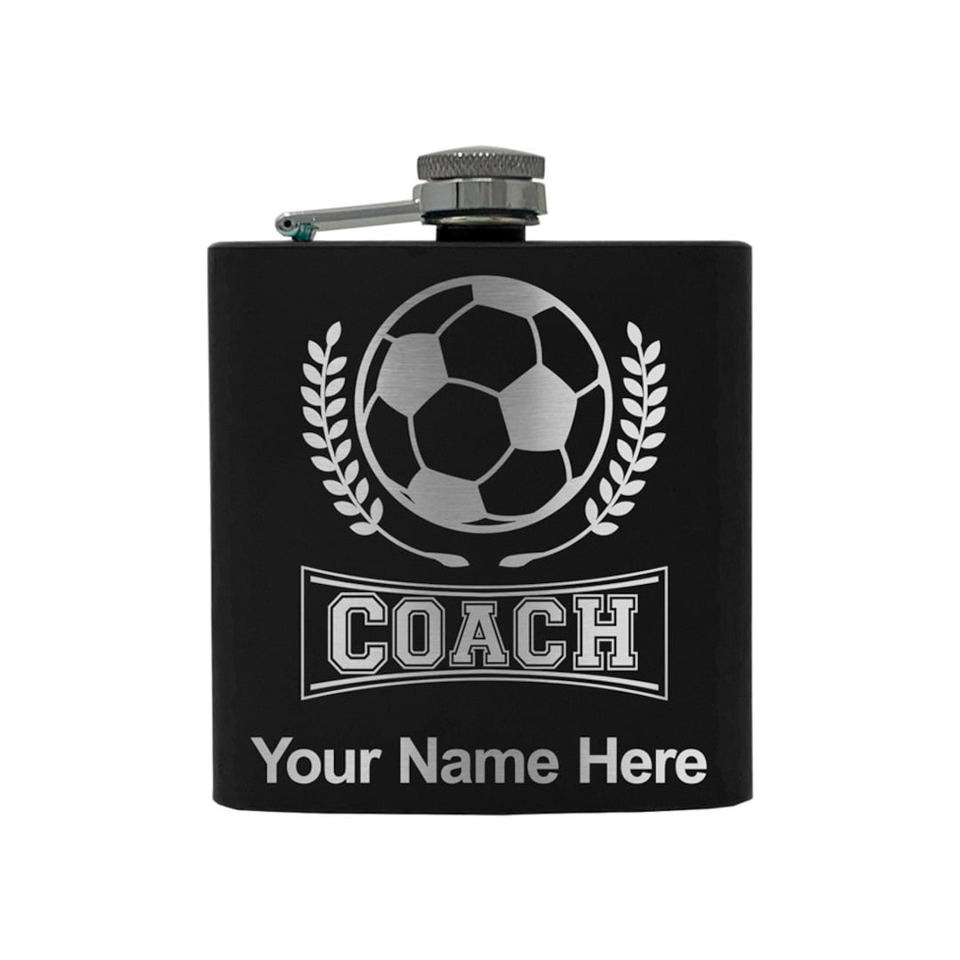 6oz Stainless Steel Flask, Soccer Coach, Personalized Engraving ...