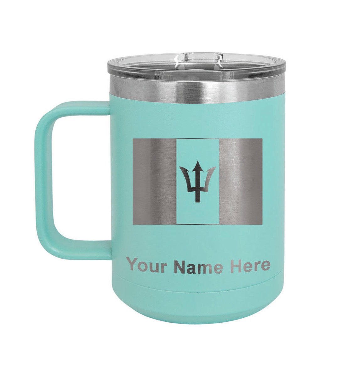 Lasergram 15oz Vacuum Insulated Coffee Mug, Flag of Barbados ...