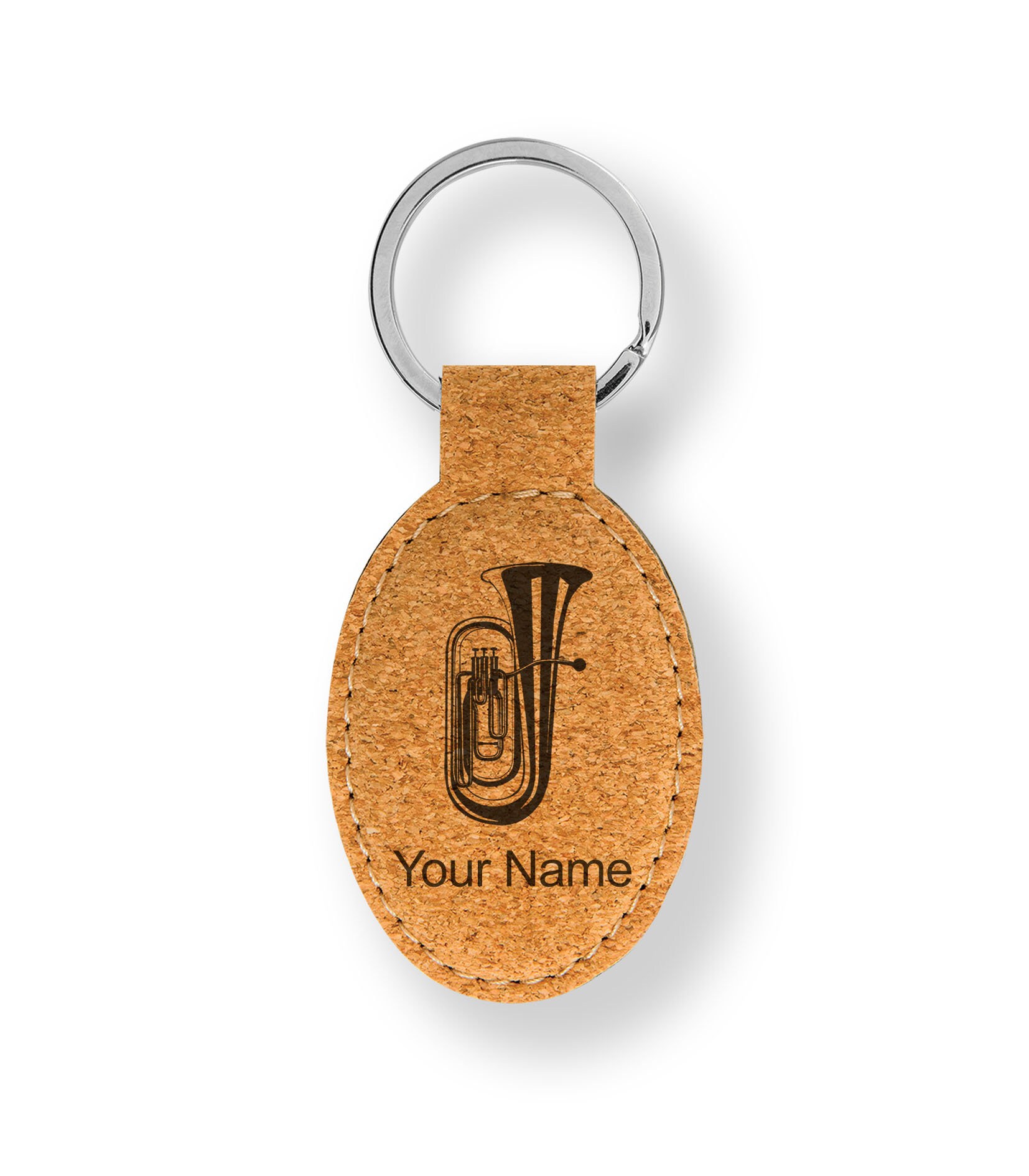 Faux Leather Oval KeychainTuba Personalized Engraving | Etsy