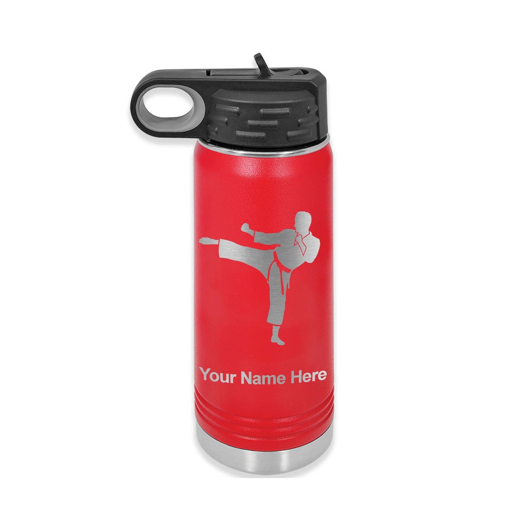 20oz Double Wall Flip Top Water Bottle With Straw, Karate Man ...