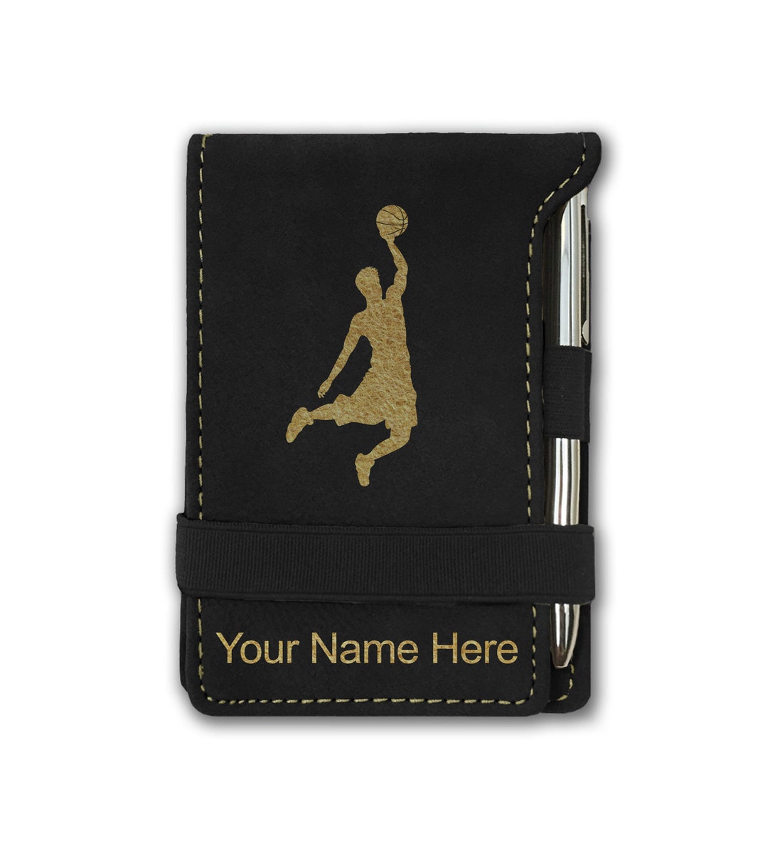 Faux Leather Mini Notepad, basketball Slam Dunk Man, Personalized ...