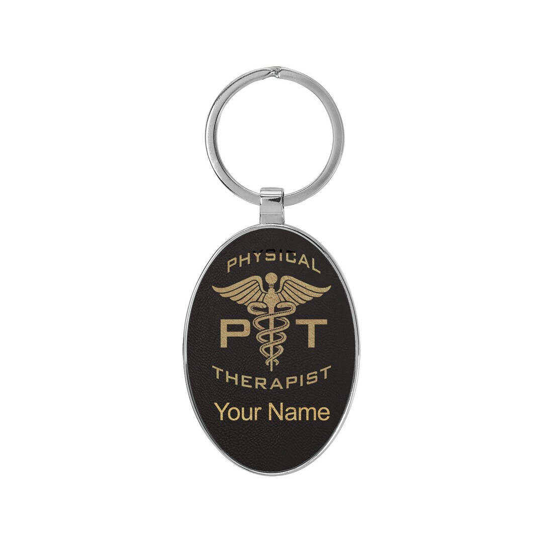 Oval Metal Frame Keychain, PT Physical Therapist, Personalized ...