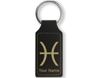 Pisces Leather Keychain - Etsy