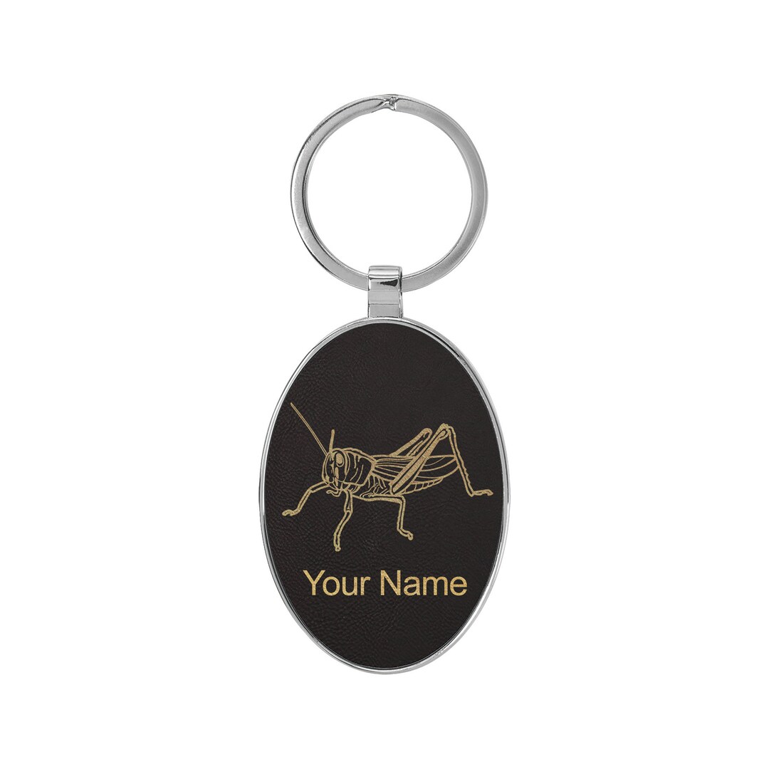 Oval Metal Frame Keychain, Grasshopper, Personalized Engraving Included - Etsy
