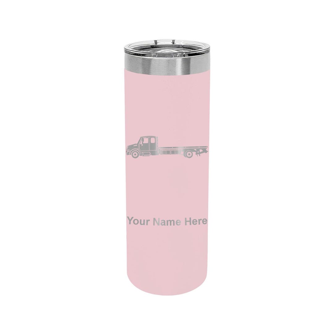 Personalized 20oz Skinny Tumbler – Flat Bed Tow Truck Engraved Vacuum ...