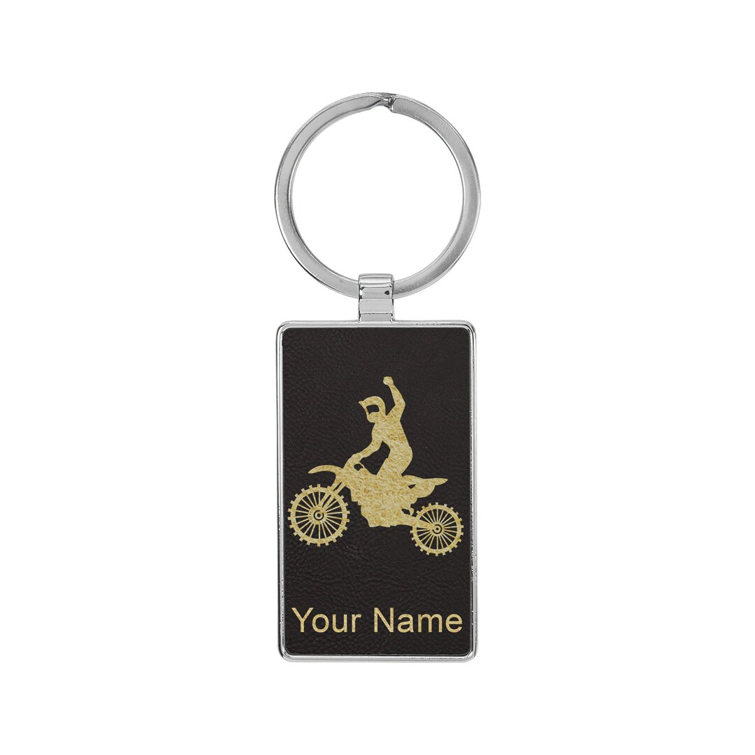 Rectangle Metal Frame Keychain, Motocross, Personalized Engraving ...