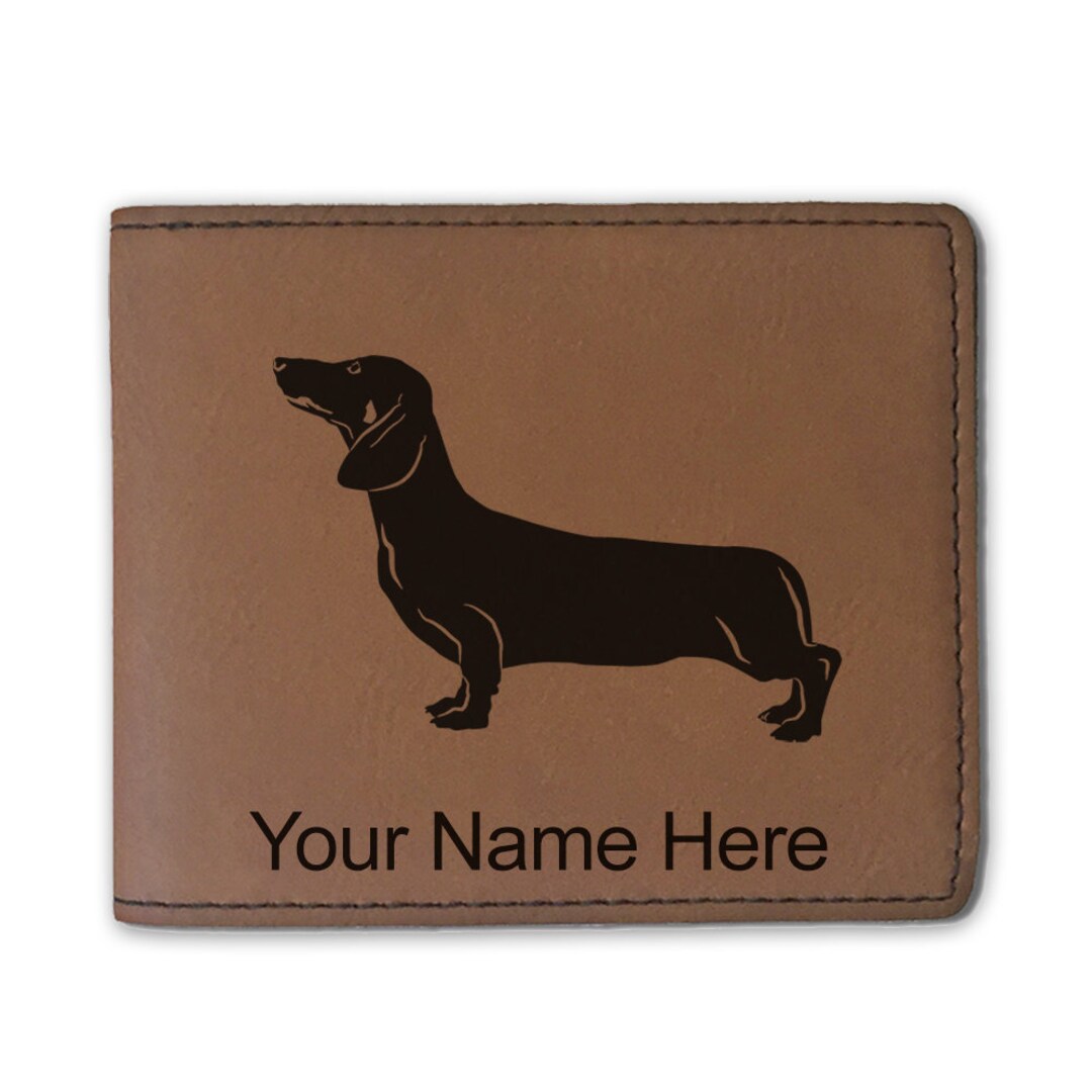 Faux Leather Bi-fold Wallet, dachshund Dog, Personalized Engraving ...
