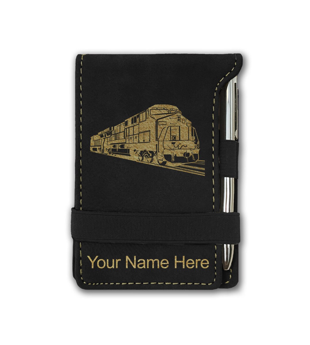 Faux Leather Mini Notepad, freight Train, Personalized Engraving ...