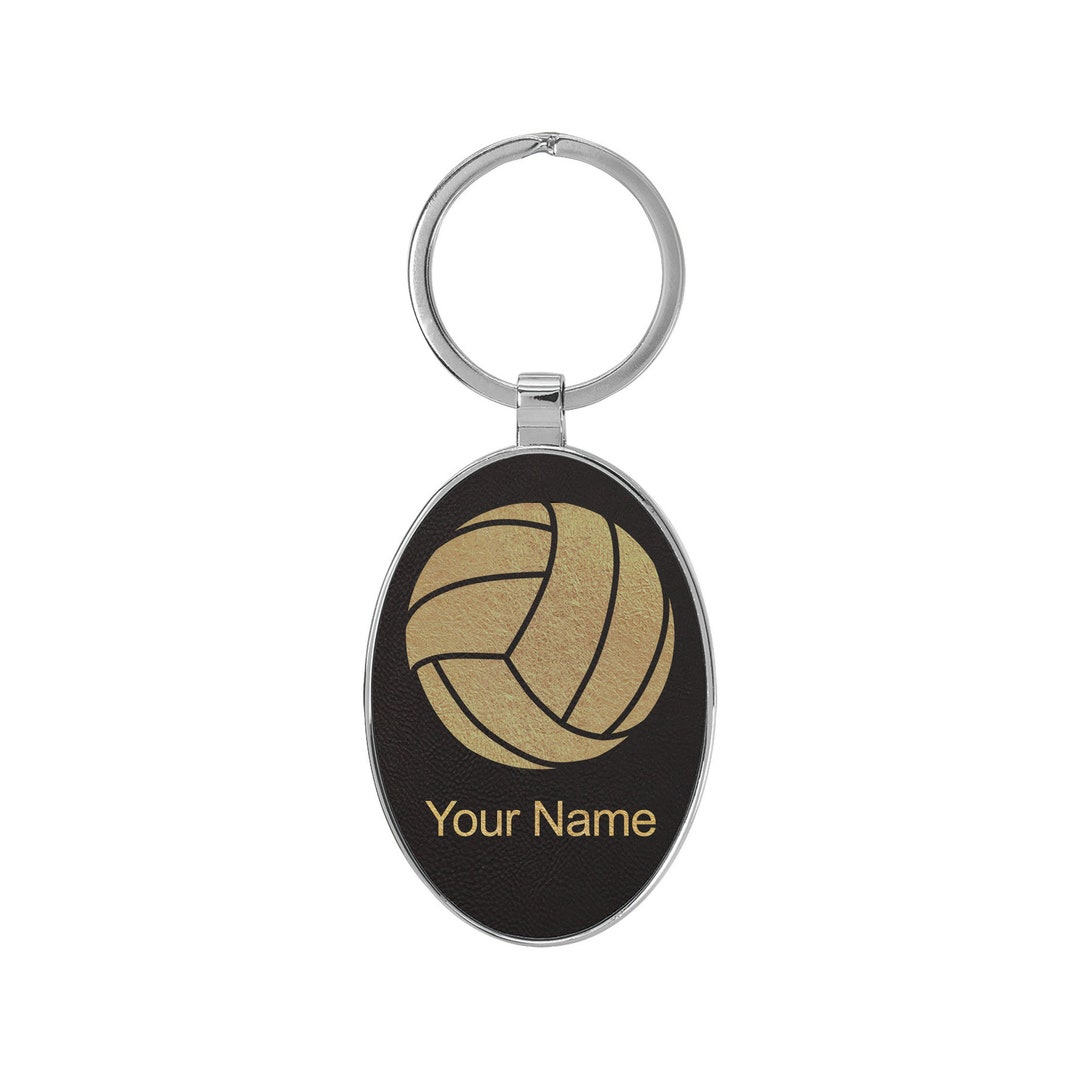 Oval Metal Frame Keychain, Volleyball Ball, Personalized Engraving ...